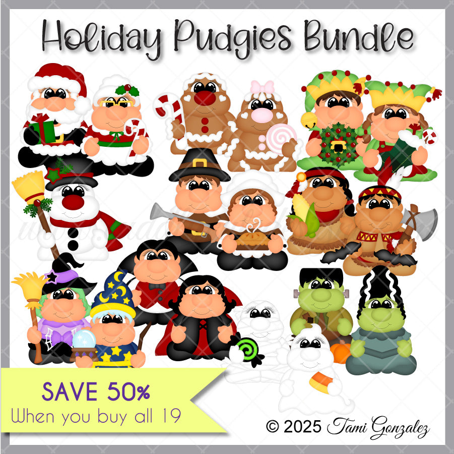 Holiday Pudgies Bundle – Cuddly Cute Designs