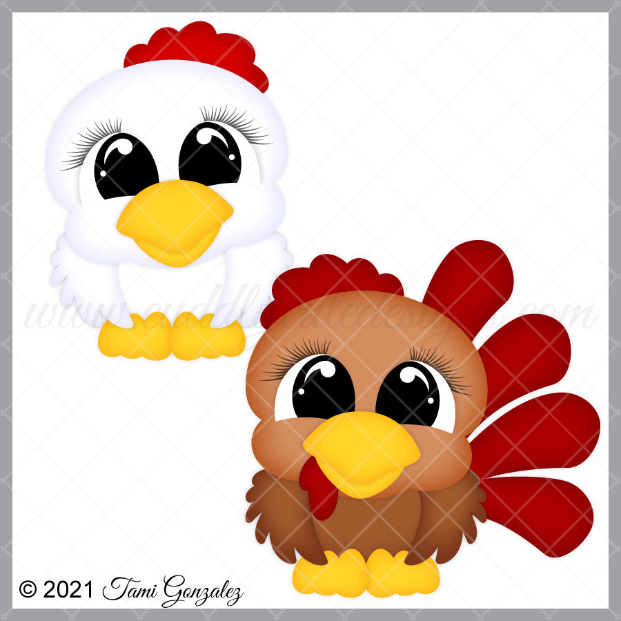 Pudgies - Chicken & Rooster – Cuddly Cute Designs